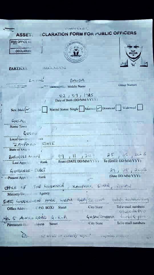 REVEALED: CCB Documents Show Zamfara State Governor, Lawal Declared ...